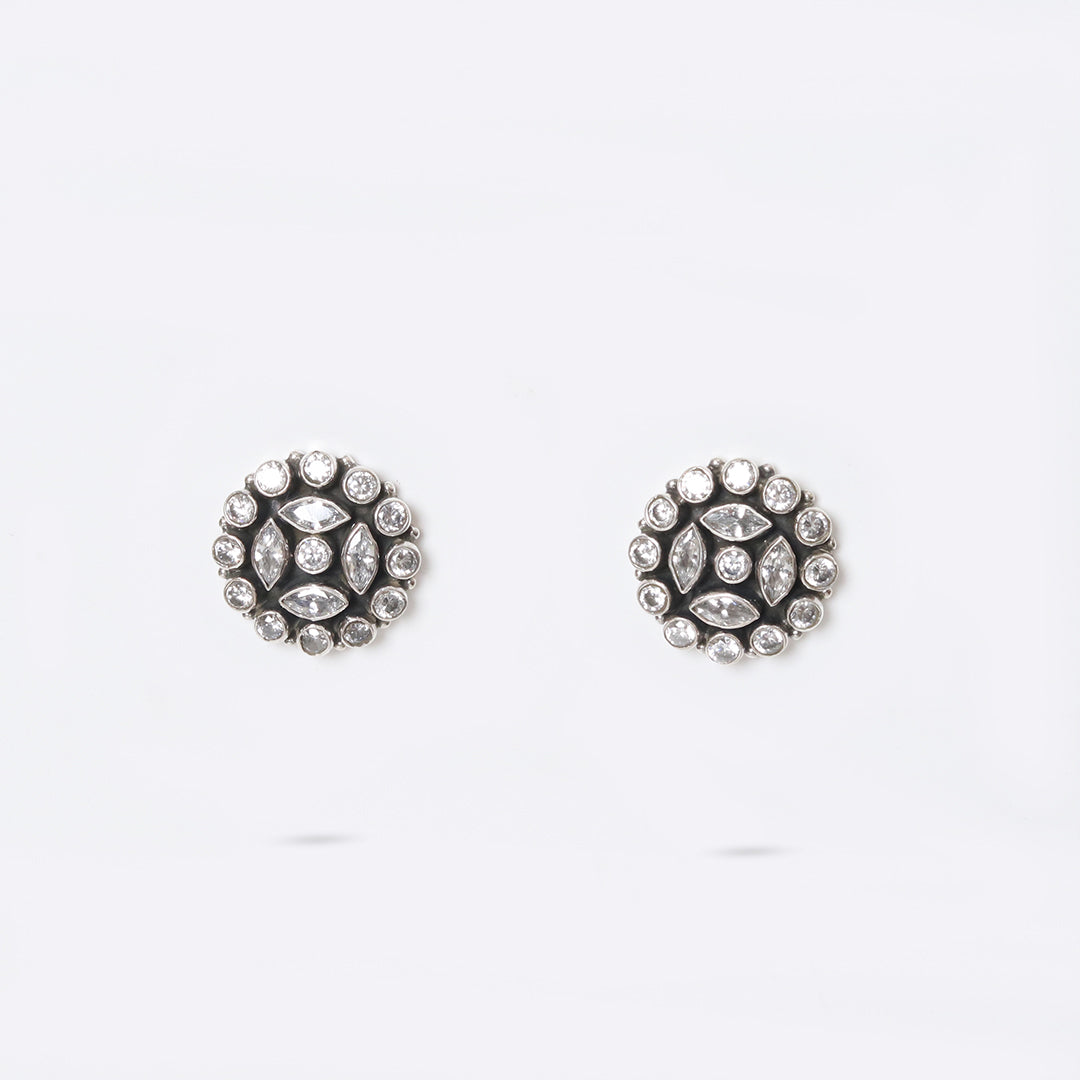 Round Cubic Zircon Studs by Pratha - Jewellery Studio