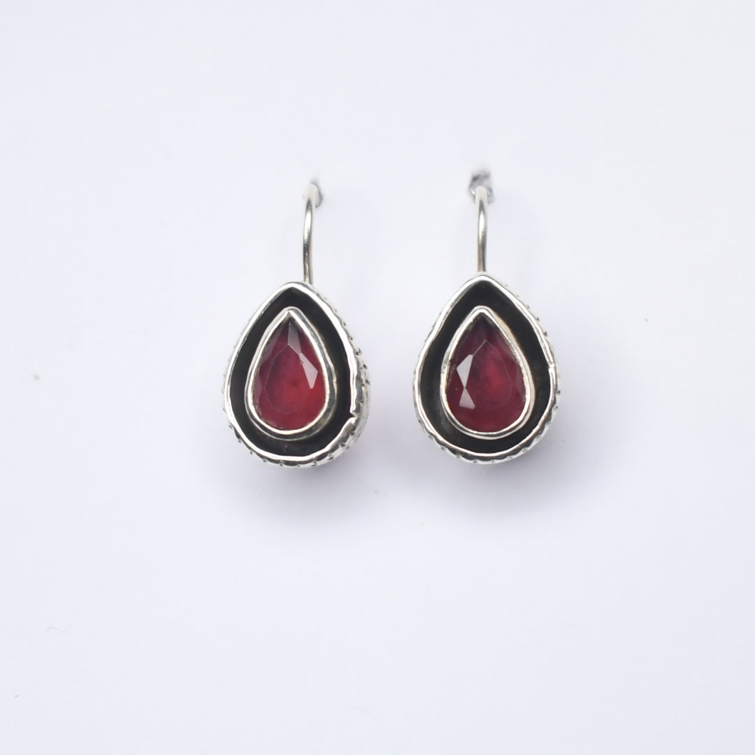 Drop Shape Ruby Hooks by Pratha - Jewellery Studio